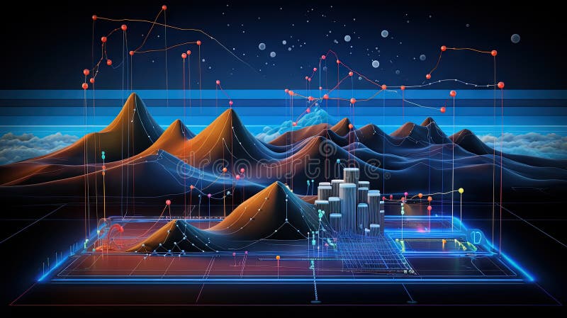 Abstract Business Graph in Mountain Style. Data Connection Concept ...