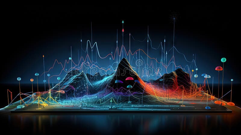 Abstract Business Graph in Mountain Style. Data Connection Concept ...