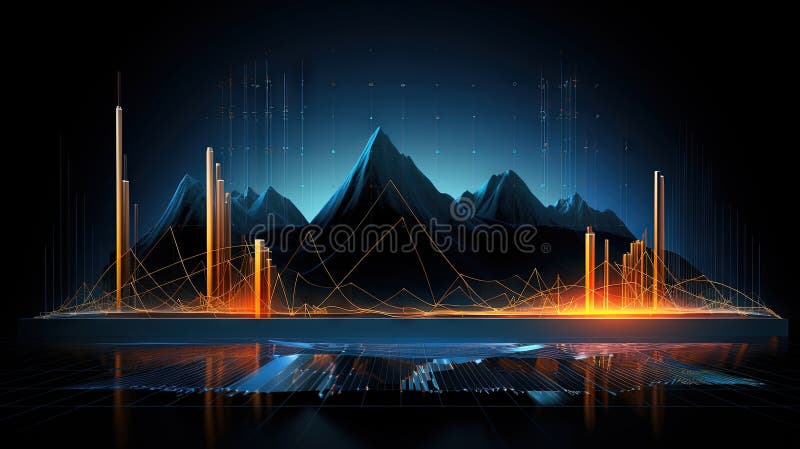 Abstract Business Graph in Mountain Style. Data Connection Concept ...