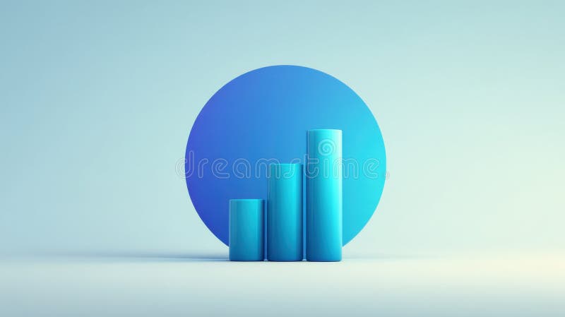 Abstract Business Growth Concept: Ascending Blue Cylinders Representing ...