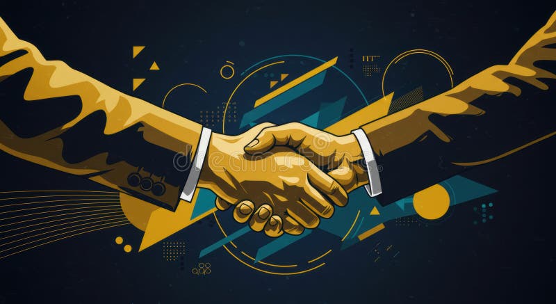 Abstract Business Handshake Concept Geometric Shapes Modern Design ...