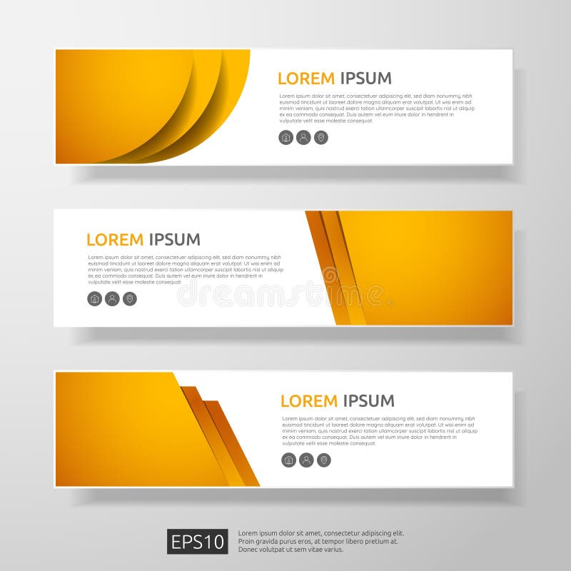 Abstract Business Header or Banner Template Set with Geometric Shapes ...