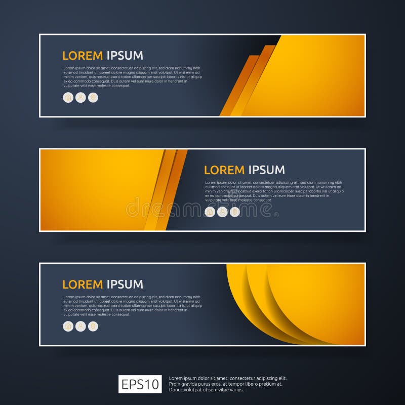 Abstract Business Header or Banner Template Set with Geometric Shapes ...