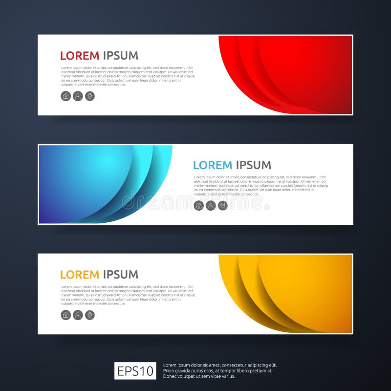 Abstract Business Header or Banner Template Set with Geometric Shapes ...