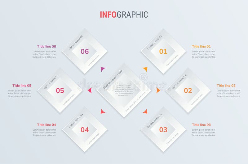 Red Vector Infographics Timeline Design Template with Square Elements ...