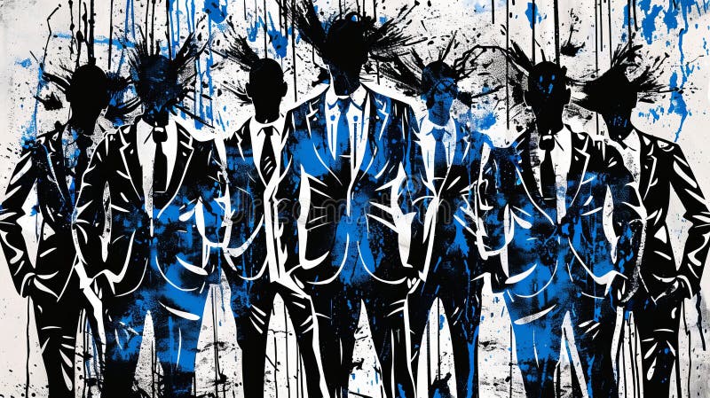 Abstract Business Team: Bold Silhouettes with Dynamic Blue and Black ...