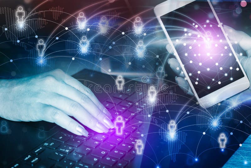 Abstract Business , Technology Computer and Smart Phone with Icon of ...