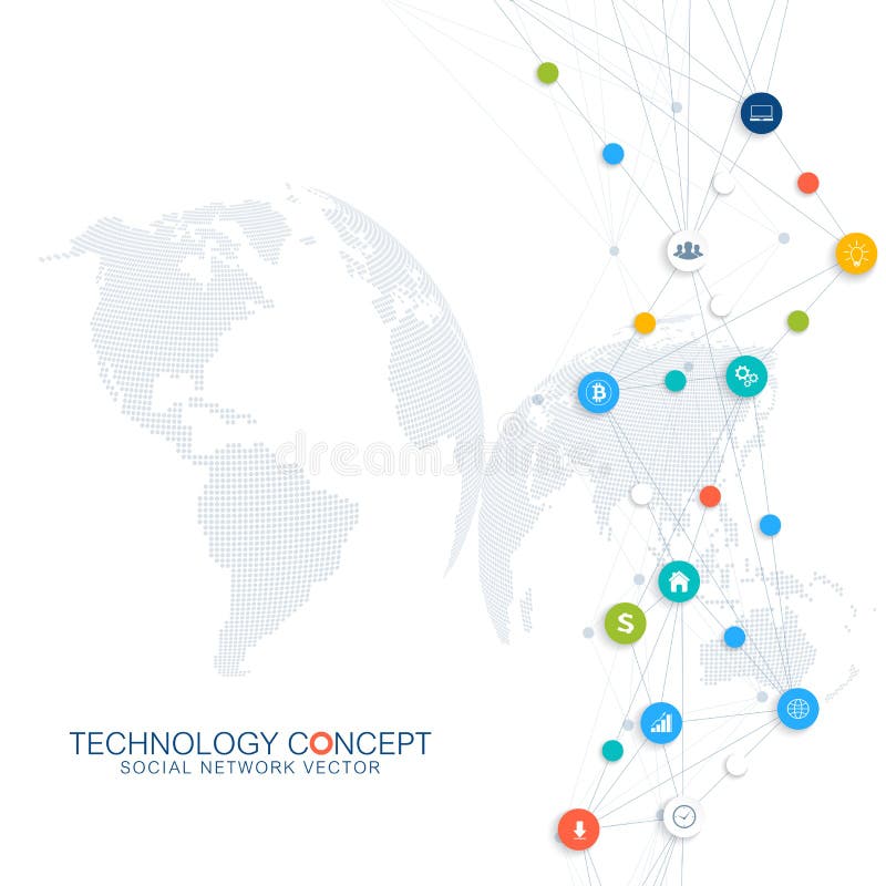 Abstract Business Vector Infographic. Cloud Computing and Global Network Connections Concept ...