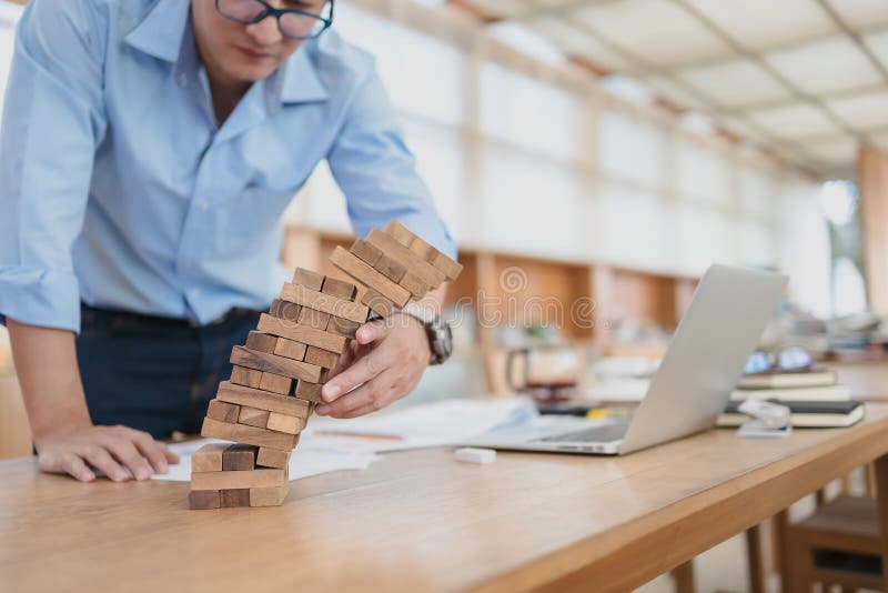 Abstract Businessmen Fail Danger Tower Block Game Building Construction ...