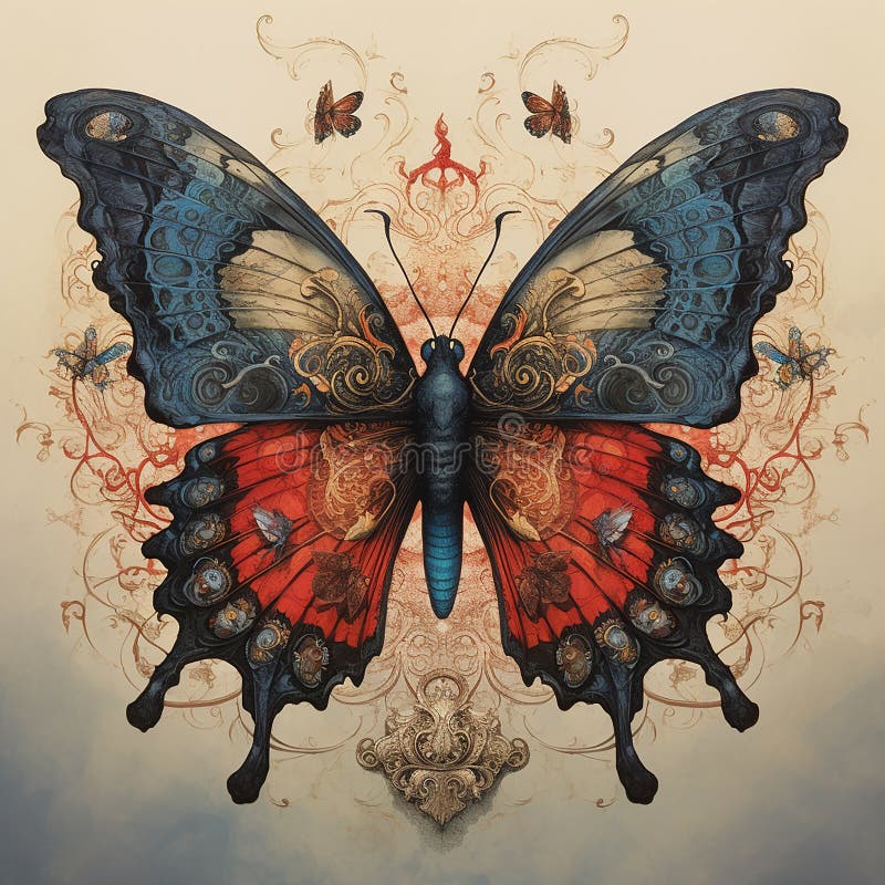 Abstract Butterfly Artwork with Splashes of Color and Desig Stock Photo ...