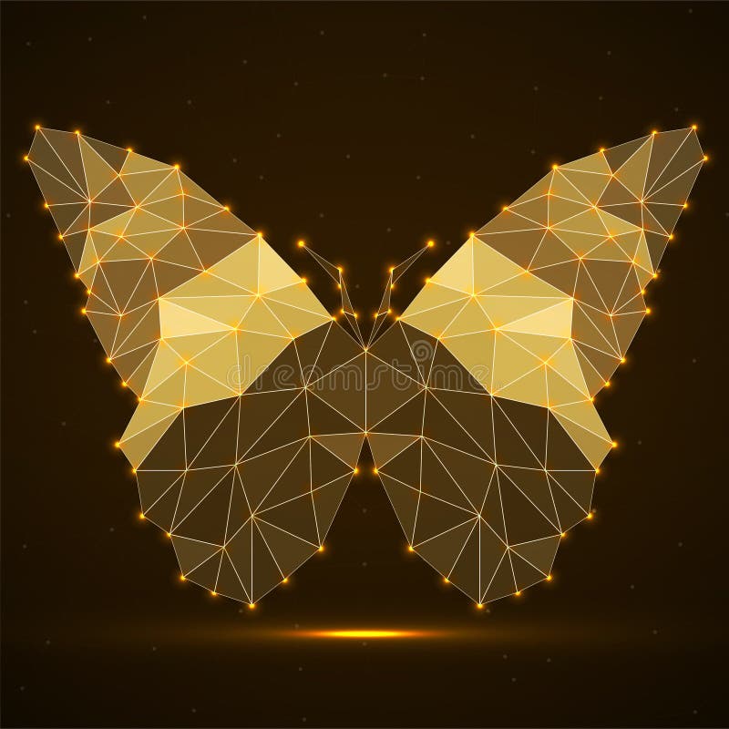 Abstract Butterfly of Colorful Triangles, Glowing Polygonal Geometric ...
