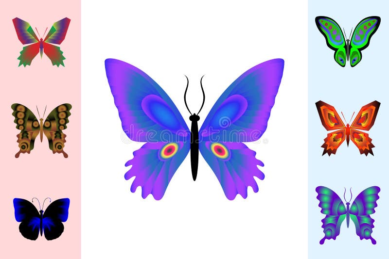 Abstract butterfly set. stock vector. Illustration of butterfly - 60929461