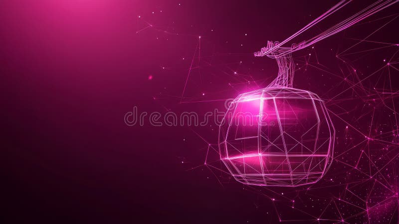 Abstract Cable Car on Purple Tech Background. Transportation Icon in ...