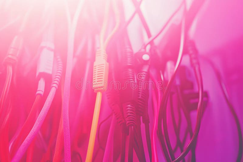 Abstract Cables Tangled in a Vibrant Pink Lighting Symbolizing Complex ...