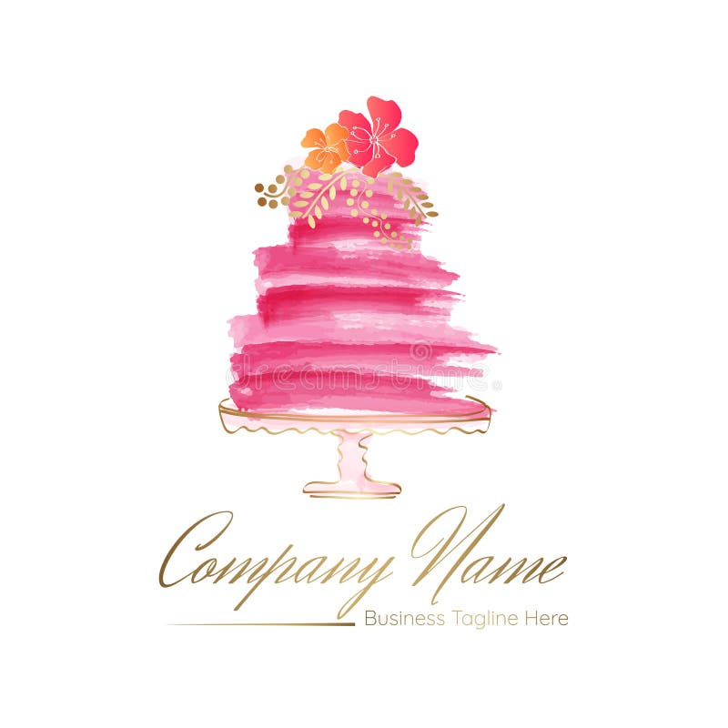Abstract Cake Bakery Logo Design in Bright Watercolor Brush Style and ...