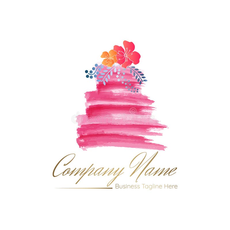 Abstract Cake Bakery Logo Design in Watercolor Brush Style Stock Vector ...