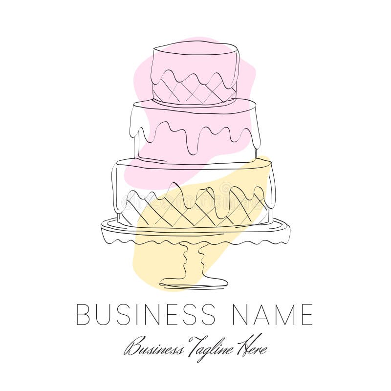 Abstract Cake Logo Design in Yellow and Orange Color and Draft Style ...