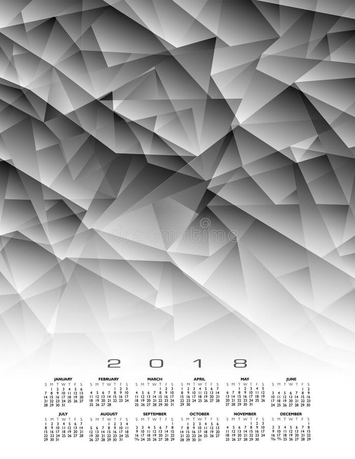 An Abstract 2018 Calendar Background Stock Illustration - Illustration ...