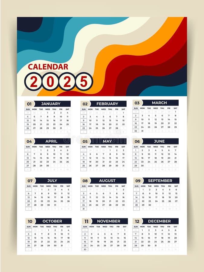 Abstract 2025 Calendar Design Template, Stock Vector - Illustration of ...