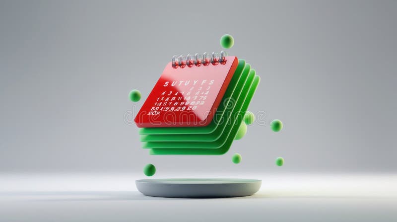 Abstract Calendar with Floating Spheres and Layers Stock Image - Image ...