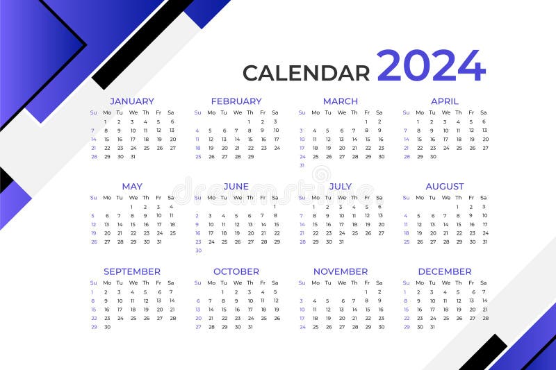 Abstract 2024 Calendar Template. Vector Template Stock Vector ...