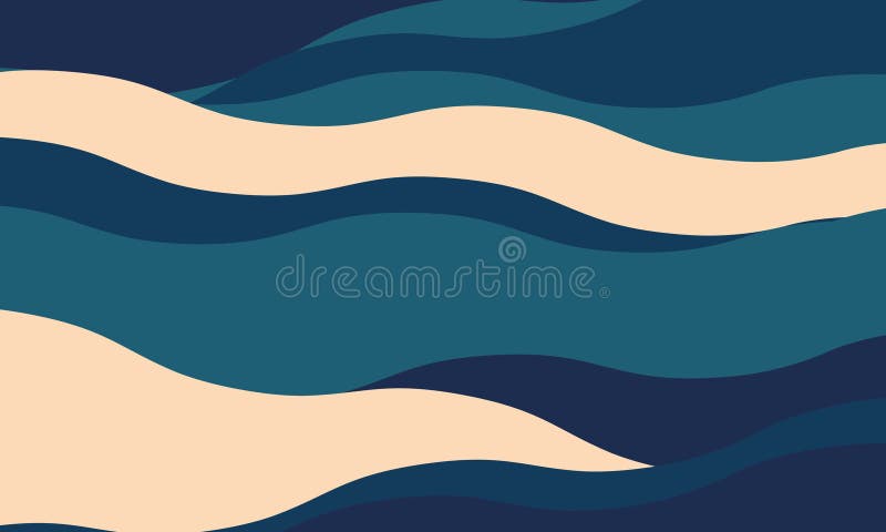 Abstract Calming Ocean Wave Pattern. Stylish Teal and Beige Color ...