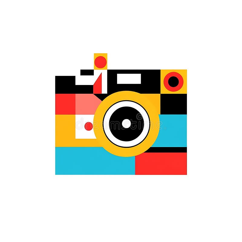 Abstract Camera Icon in Geometric Style Stock Illustration ...