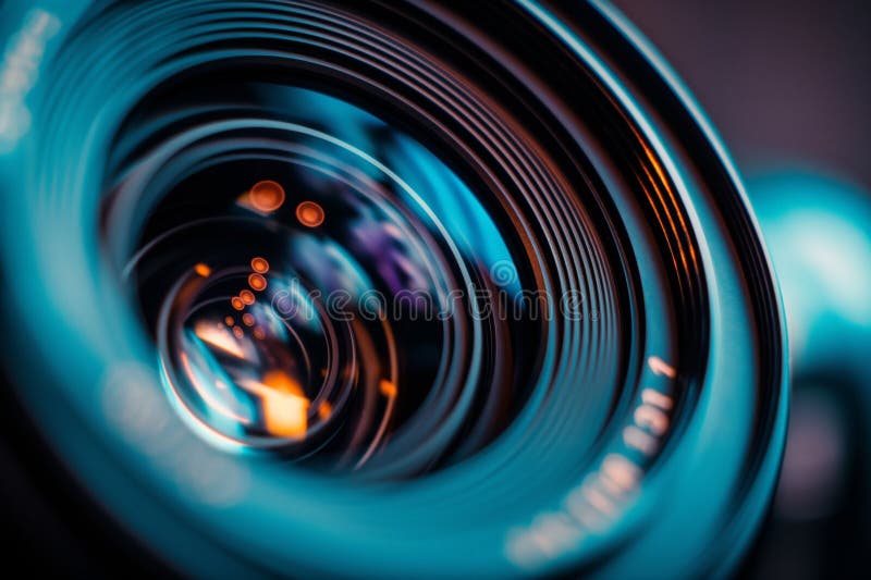 Abstract Camera Lens Close-up Stock Image - Image of blue, modern ...