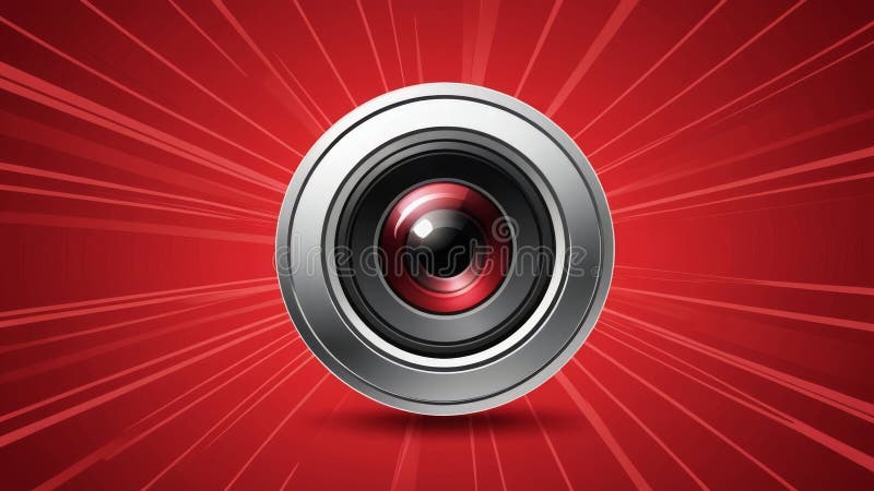 Abstract Camera Lens on Red Radial Background Stock Image - Image of ...