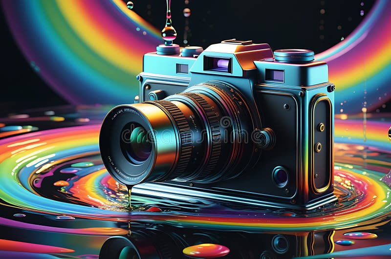 Abstract Camera Merging Futuristic and Antique Design Elements ...