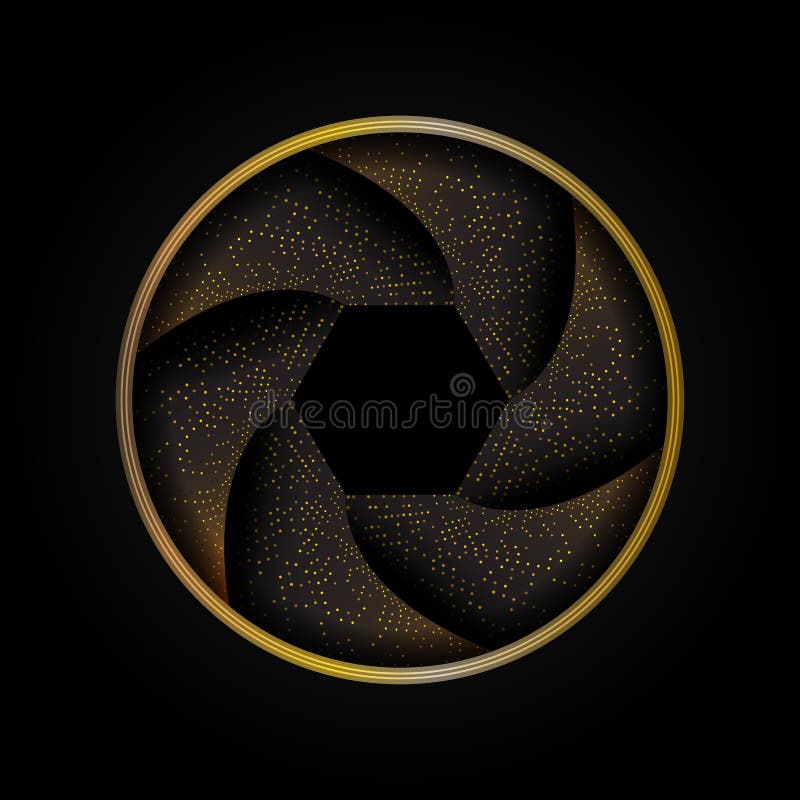 Abstract Camera Shutter with Golden Glitter Stock Vector - Illustration ...