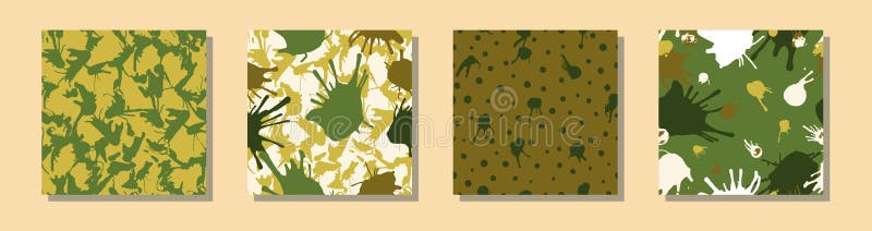 Abstract Camouflage in Bright Colors Pattern Set. Stock Vector ...