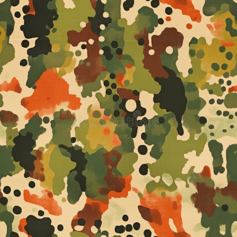 Abstract Camouflage Seamless Pattern, Military Illustration, Risograph ...