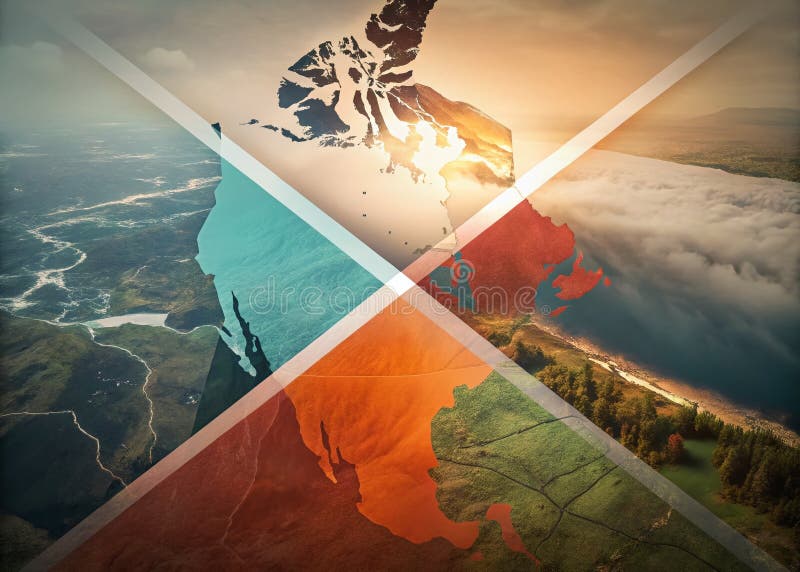 Abstract Canada Map Double Exposure a Visually Striking Representation ...