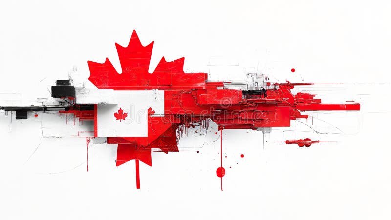Abstract Canadian Flag Artwork with Modern Geometrical Shapes Stock ...