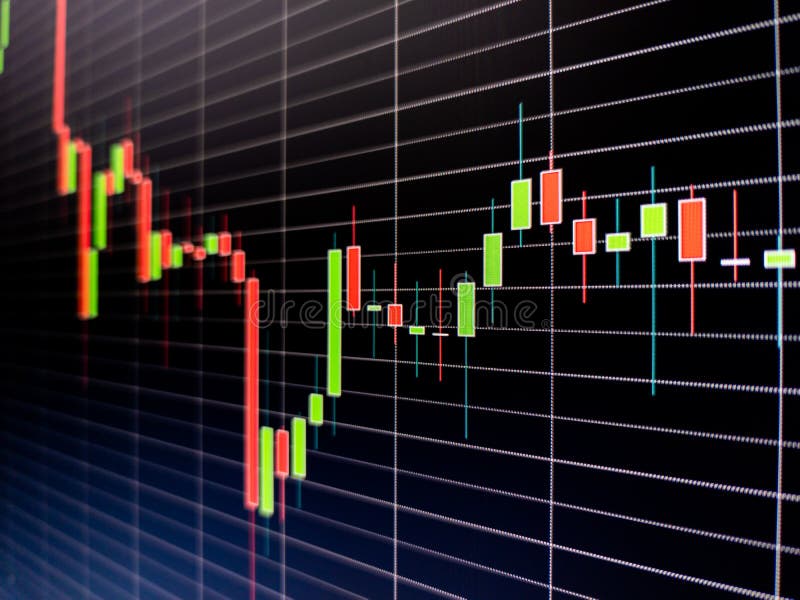 Abstract Candlestick Chart on Dark Blue Digital Screen. Stock Market ...