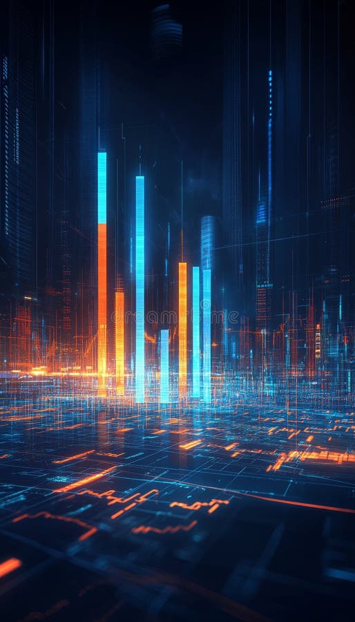 Abstract Candlestick Chart, Market Trends Visualized with Smooth Lines ...