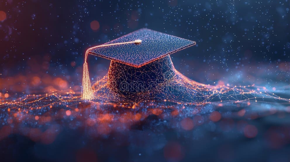 Abstract Cap in Dynamic Digital Knowledge Universe Stock Illustration ...