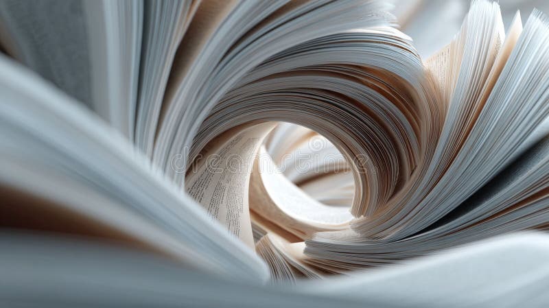 Abstract, Captivating Swirl of Open Book Pages. Evokes Knowledge ...