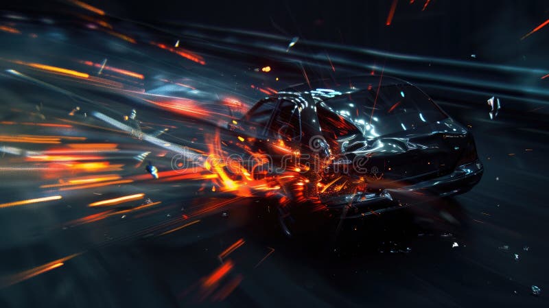 Abstract Car Crash with Motion Blur and Light Effects Stock Image ...