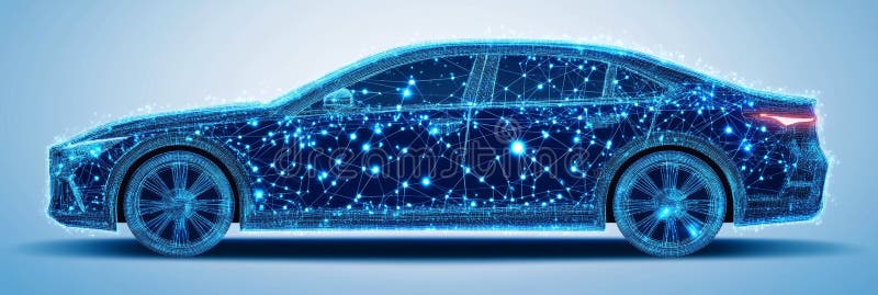 Abstract Car Design with Network Connections, Representing Automotive ...