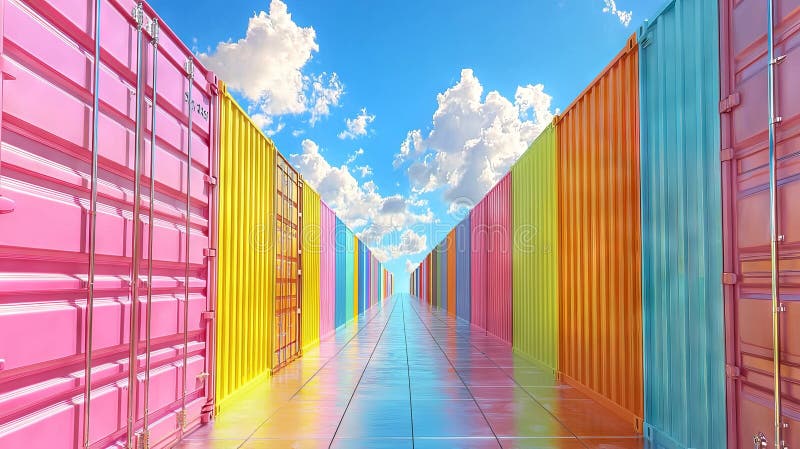 Abstract Cargo Box Concept in a Bright and Colorful Pattern. Suitable ...