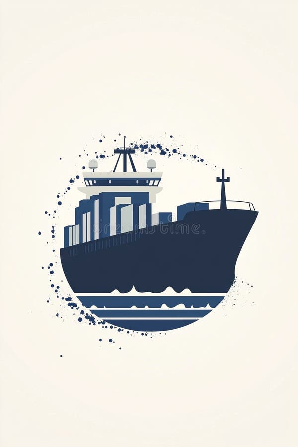 Abstract Cargo Ship Illustration with Creative Splash Effects Stock ...