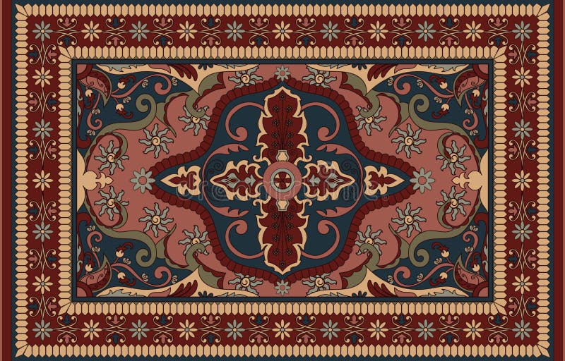 Abstract Carpet Pattern, Red, Corner Frame Stock Vector - Illustration ...