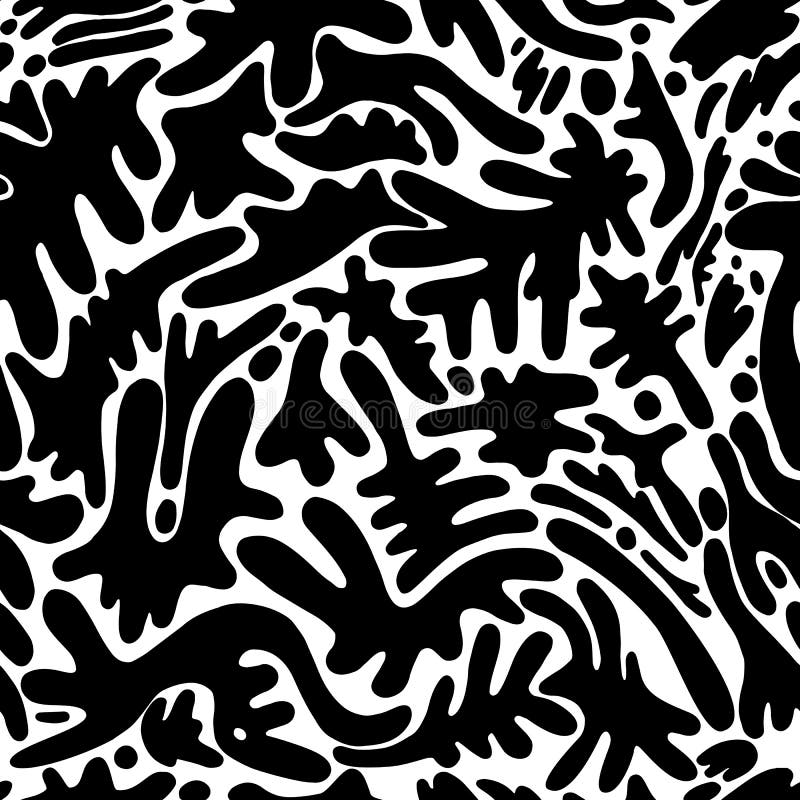 Abstract Cartoon Black and White Pattern, with Decorative Many ...