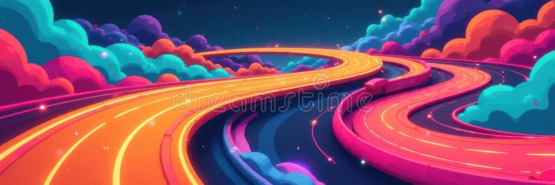 Abstract Cartoon Race Track, Bold Lines, Looping Design , Background ...