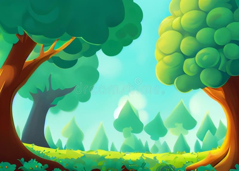 Abstract Cartoon Style of a Magical Forest Created with Generative Ai ...