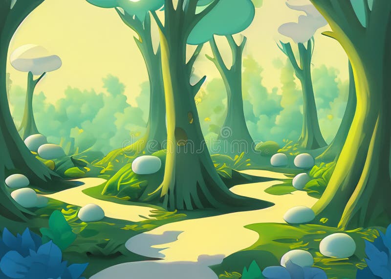 Abstract Cartoon Style of a Magical Forest Created with Generative Ai ...