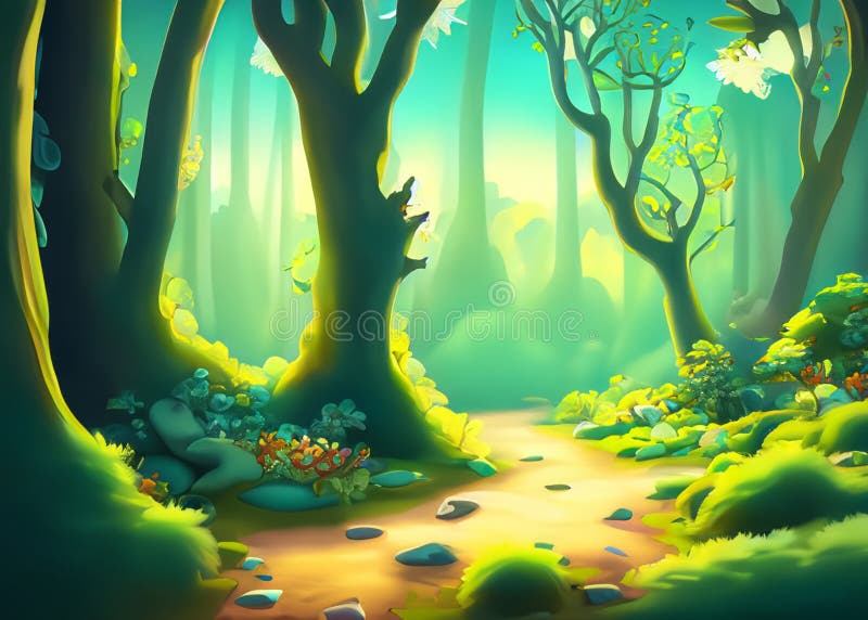 Abstract Cartoon Style of a Magical Forest Created with Generative Ai ...