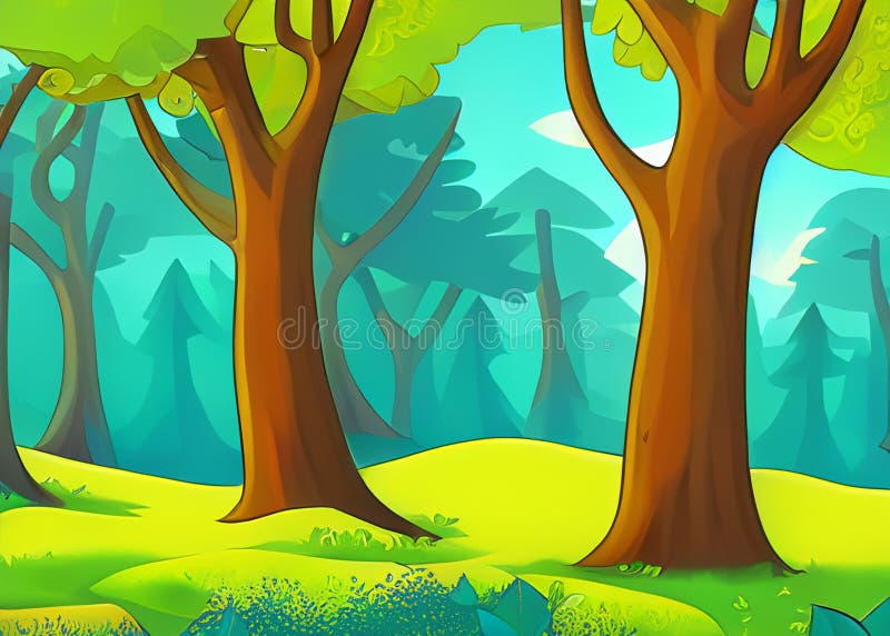 Abstract Cartoon Style of a Magical Forest Created with Generative Ai ...